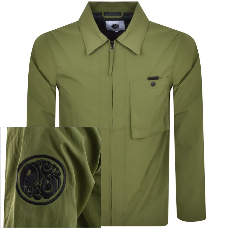 Pretty Green Heaton Zip Overshirt Green | Mainline Menswear Sweden