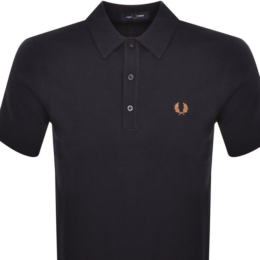 Fred Perry Knitted Polo T Shirt Navy | Mainline Menswear Ireland