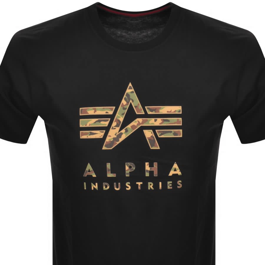 Alpha Industries Logo Camo T Shirt Black | Mainline Menswear