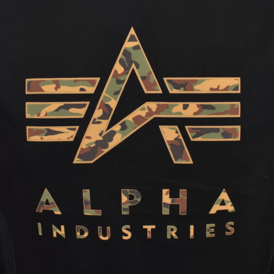 Alpha Industries Logo Camo T Shirt Black | Mainline Menswear United States