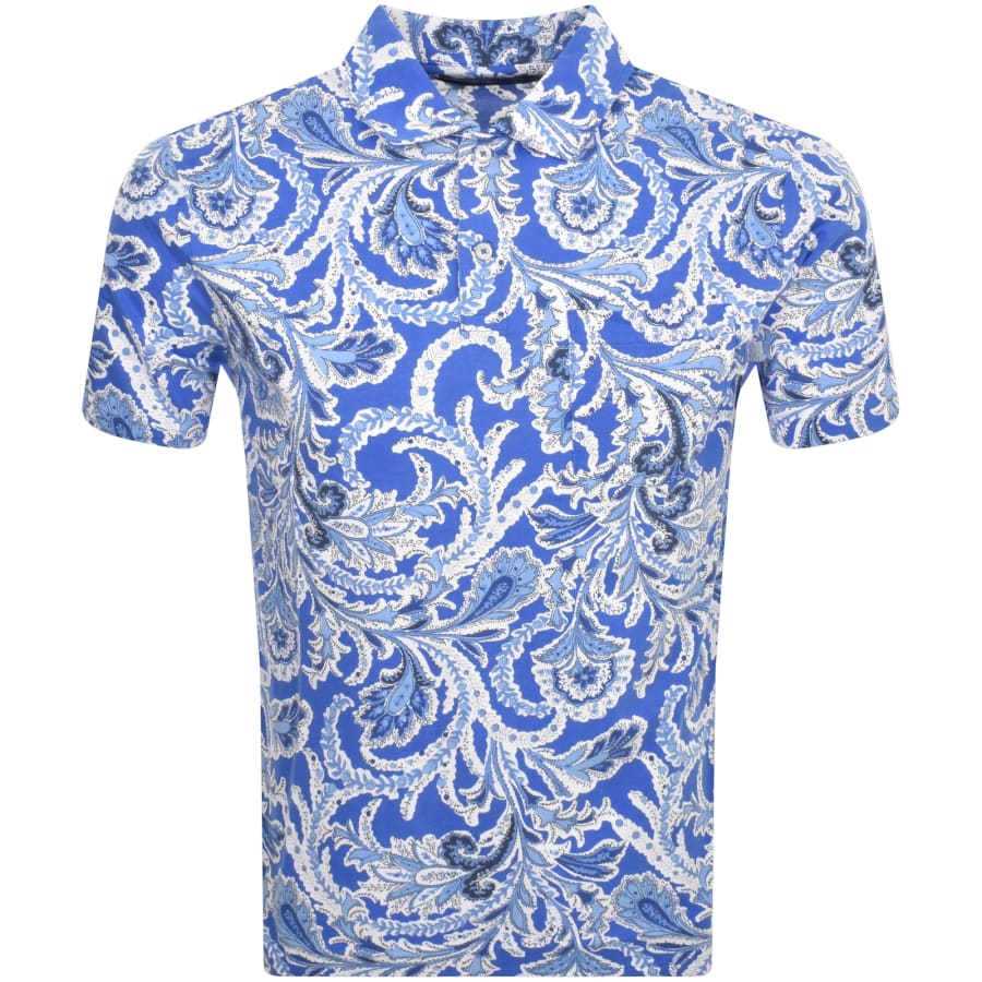 Ralph Lauren Patterned Polo T Shirt Blue | Mainline Menswear
