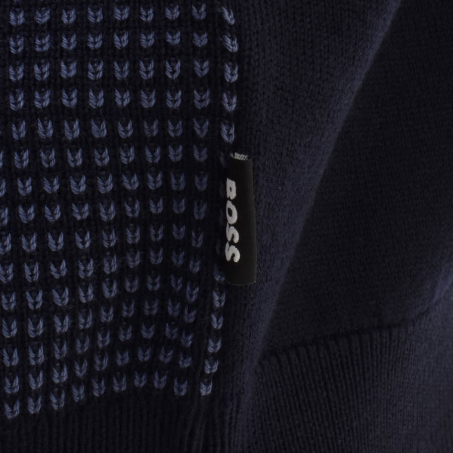 BOSS Half Zip Dambino Knit Jumper Navy | Mainline Menswear