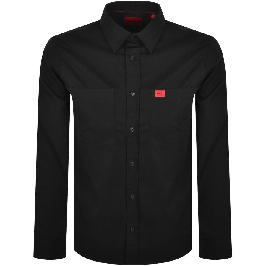 HUGO Long Sleeved Egrin Shirt Black | Mainline Menswear