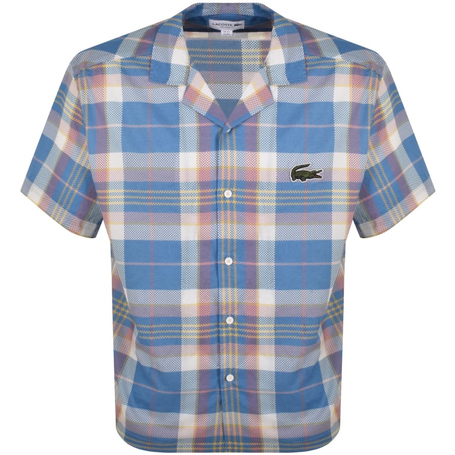Lacoste Check Short Sleeved Shirt Blue | Mainline Menswear