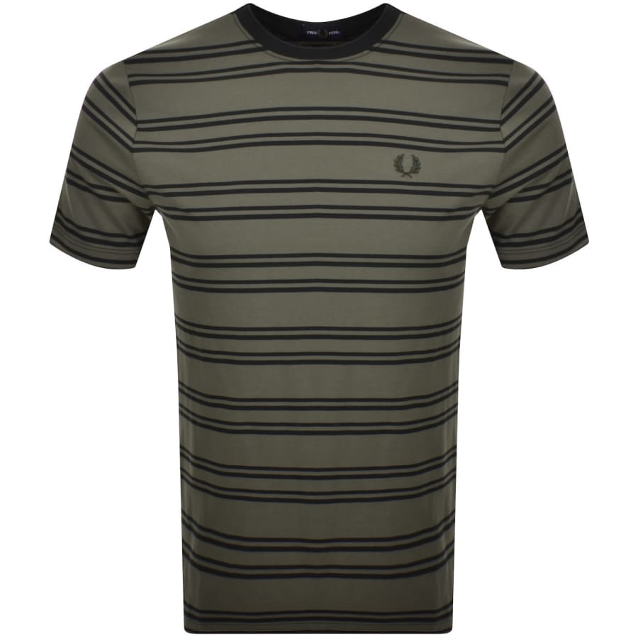 Fred Perry Sport Fine Stripe T Shirt Green | Mainline Menswear
