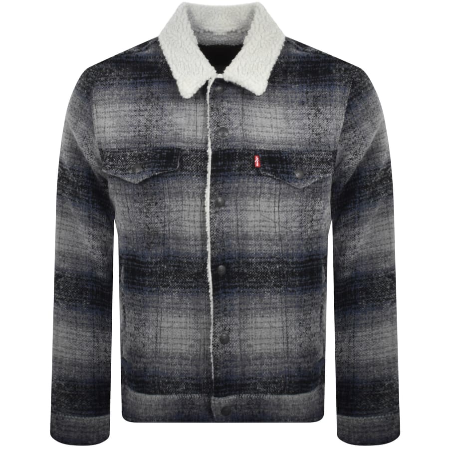 Levis Plaid Sherpa Trucker Jacket Grey | Mainline Menswear